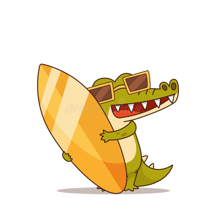 Cool Crocodile with a Surfboard. Stock Vector - Illustration of nature ...