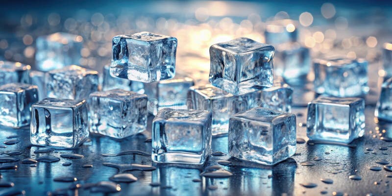 Cool, Crystalline Ice Cubes on a Reflective Surface. Generative AI ...