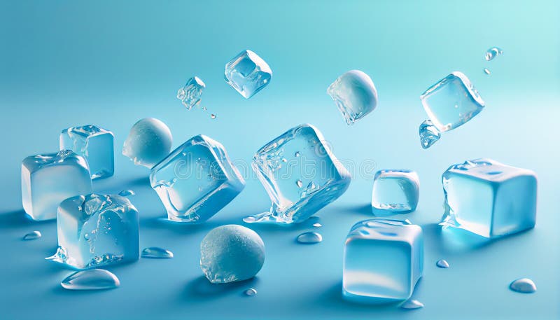 Cool Cubes of Ice Ready To Serve. Cold Square Ice Cubes with Various ...