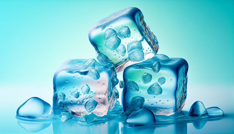 Cool Cubes of Ice Ready To Serve. Cold Square Ice Cubes with Various ...