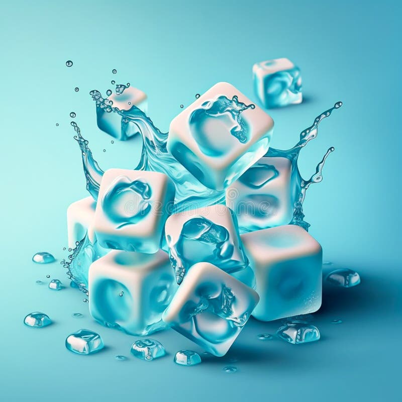 Cool Cubes of Ice Ready To Serve. Cold Square Ice Cubes with Various ...