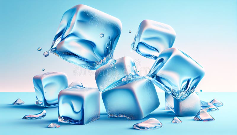 Cool Cubes of Ice Ready To Serve. Cold Square Ice Cubes with Various ...