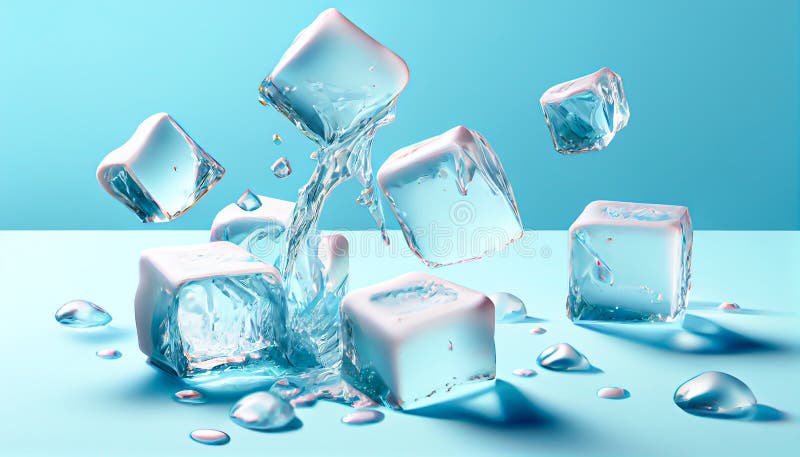 Cool Cubes of Ice Ready To Serve. Cold Square Ice Cubes with Various ...
