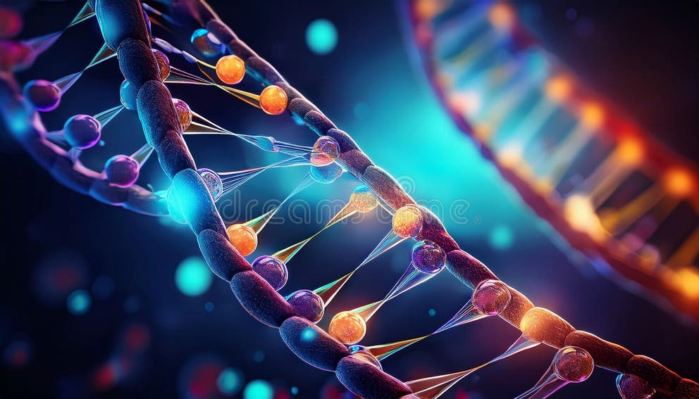 Cool 3d Dna Structure Molecules on a Bright Light Blue Colored ...