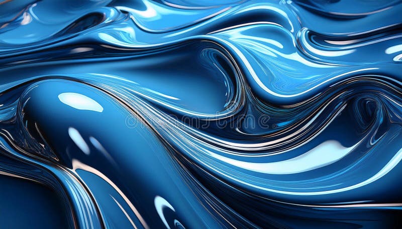 Cool 3d Liquid Mercury Mirror Blue Background Wallpaper Design Stock ...