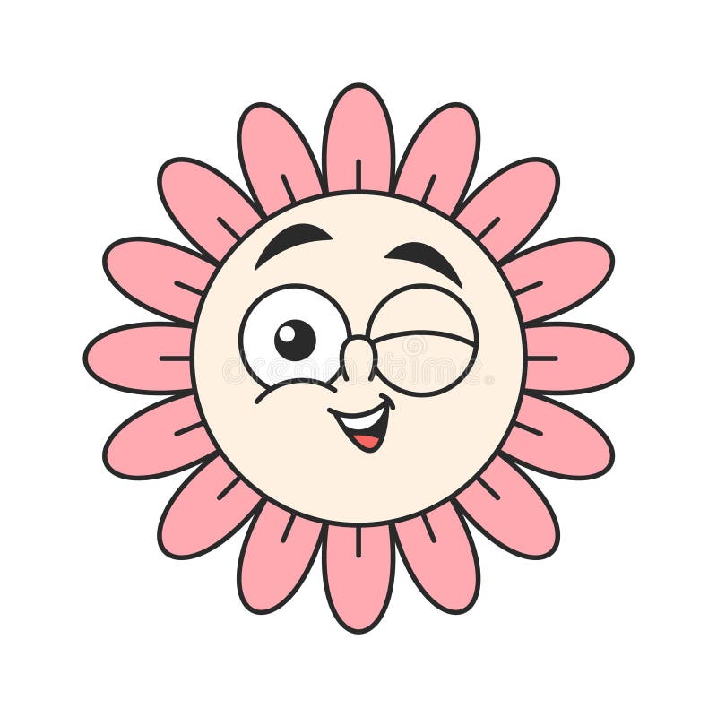 Cool Daisy Flower Winking Eye Stock Illustration - Illustration of ...