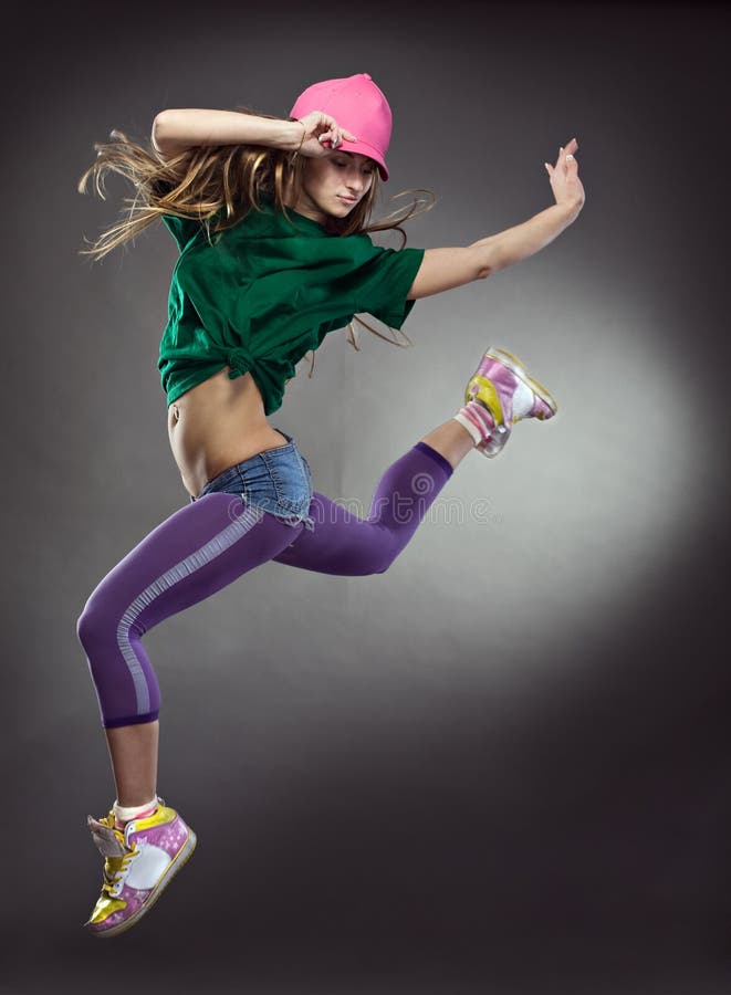 Beautiful Girl Dancing Hip-hop Stock Image - Image of jump, athlete ...