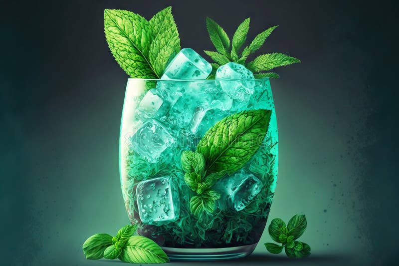 Cool Detox Juice Cocktail with Mint Leaves and Ice Stock Image - Image ...