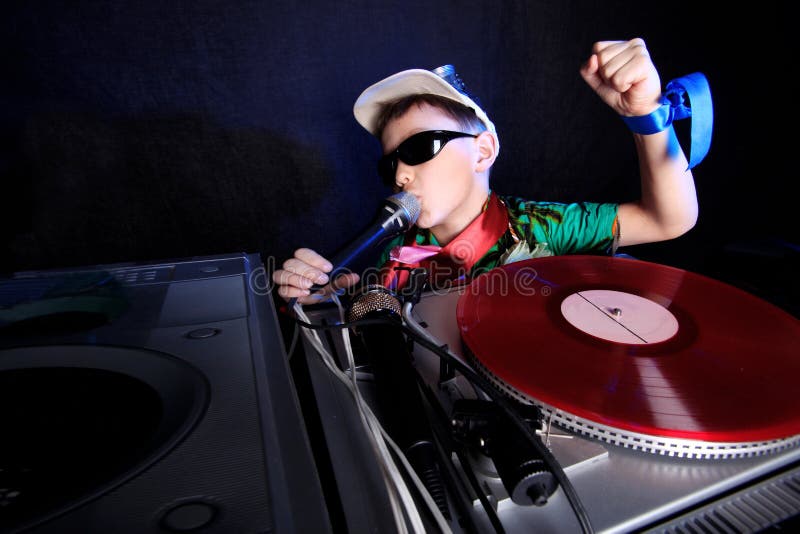 Cool DJ in action stock photo. Image of sunglasses, disk - 20325366