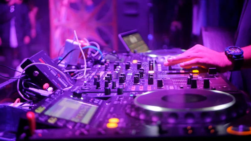 Cool Dj Behind the Turntables Stock Video - Video of people, lasers ...