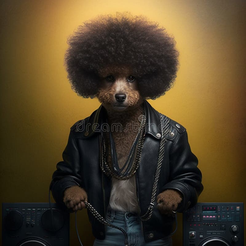 A Cool Dog DJing Wearing a Black Leather Jacket, Generative AI Stock ...