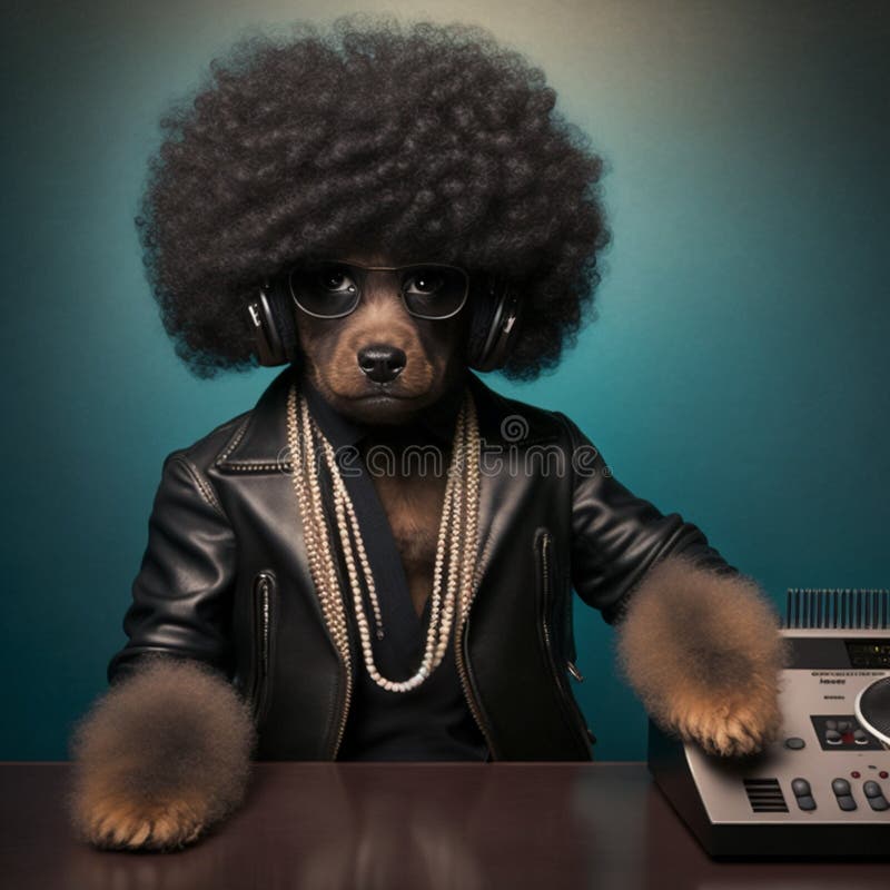 A Cool Dog DJing Wearing a Black Leather Jacket, Generative AI Stock ...