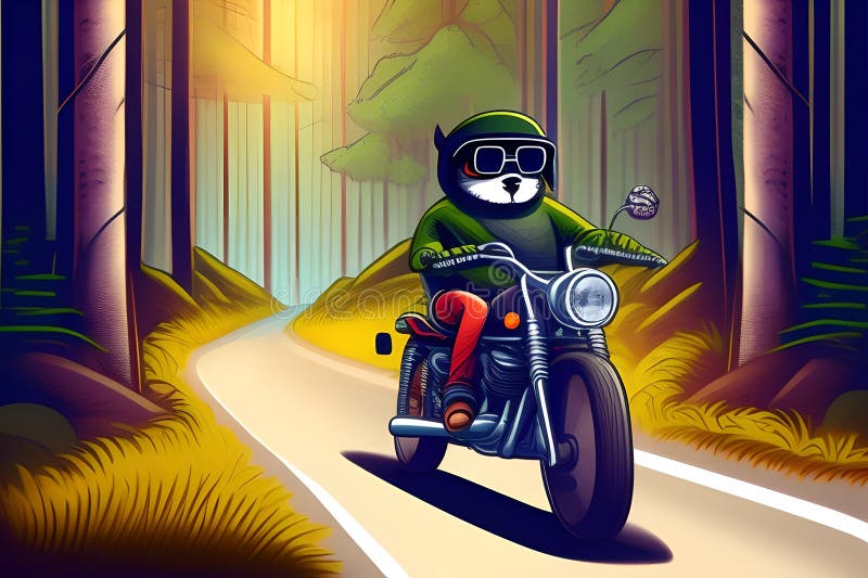 Cool Dog on Motorcycle, Generative AI Illustration Stock Illustration ...