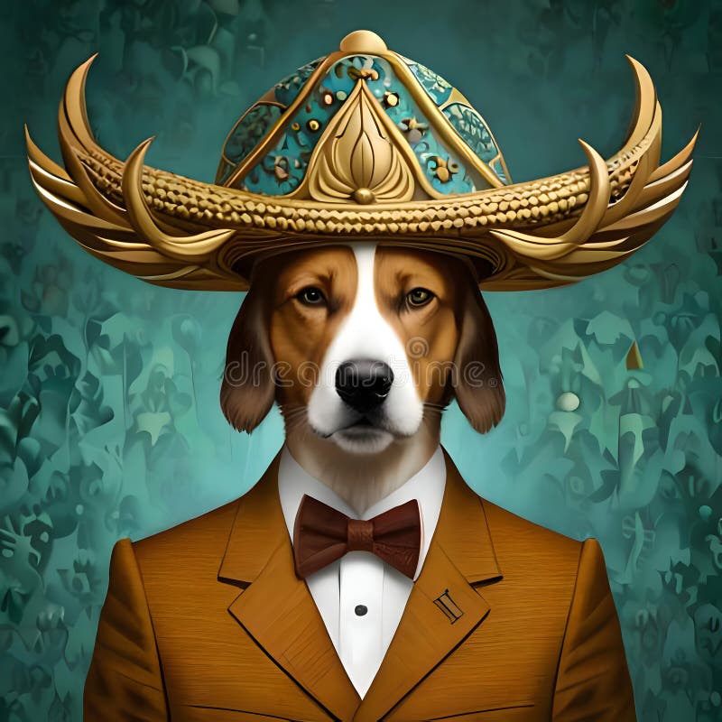 Cool Dog Wearing a Headdress - Ai Generated Image Stock Illustration ...