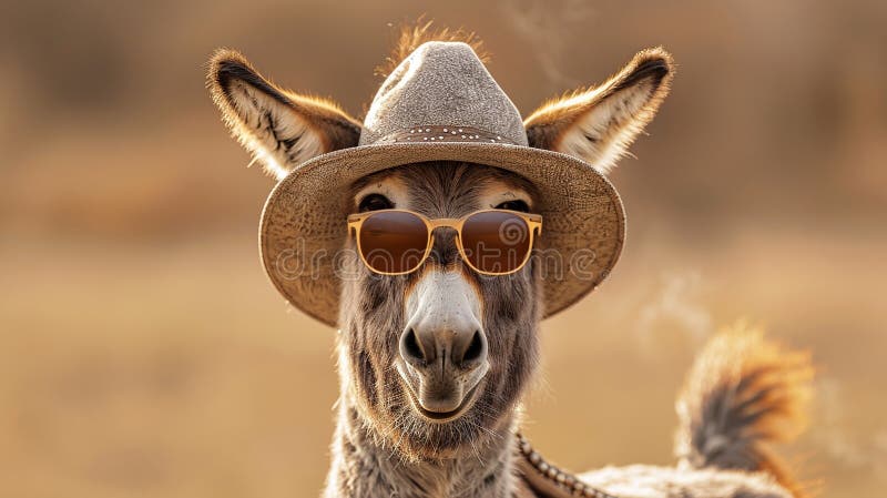 Cool Donkey in a Hat and Sunglasses Stock Illustration - Illustration ...