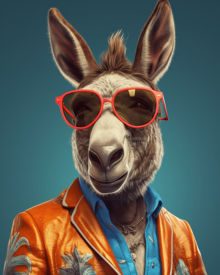 Cool Donkey in Sunglasses and Orange Jacket. Created by Generative ...
