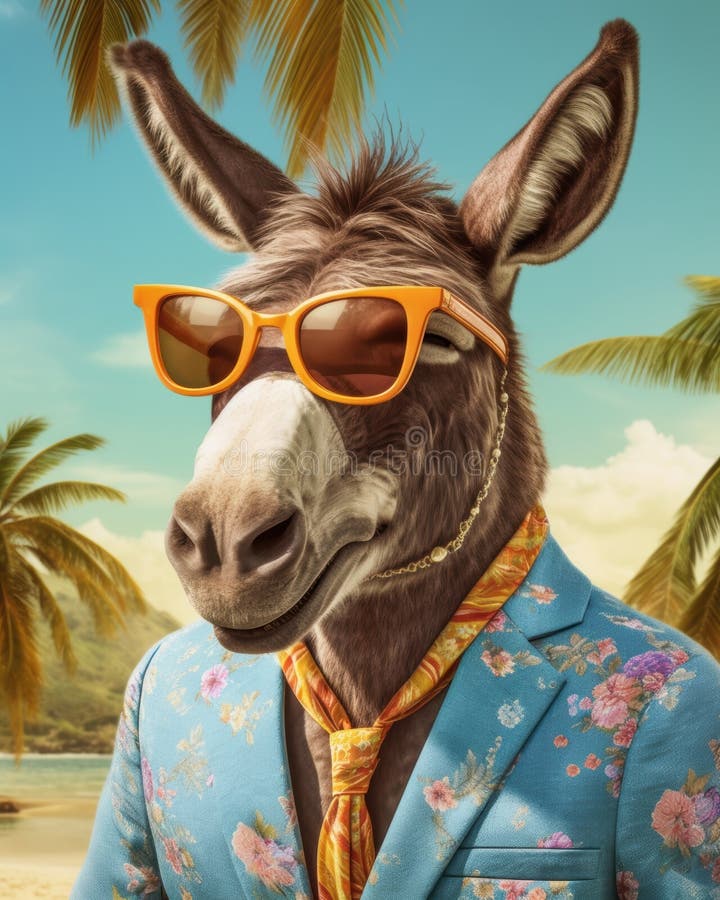 Cool Donkey in Sunglasses and Suit. Created by Generative Artificial ...