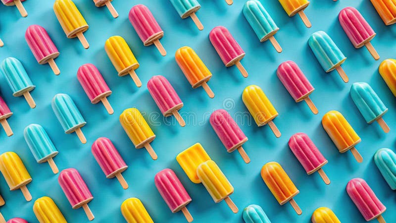 Vibrant Popsicle Pattern on a Blue Background a Summer Dessert Delight ...