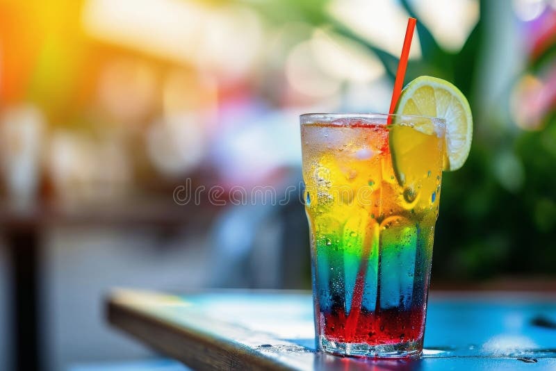 A Cool Drink in Vibrant Colors on a Table Stock Illustration ...
