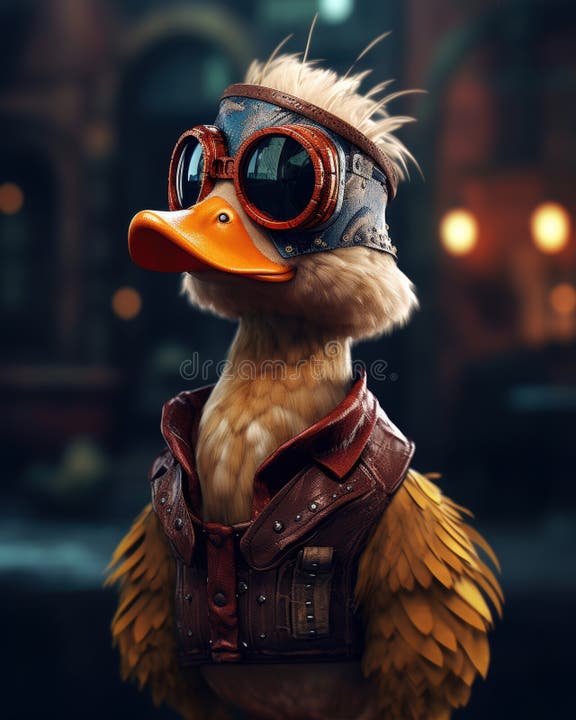 Cool Duck with Leather Jacket. Created by Generative Artificial ...