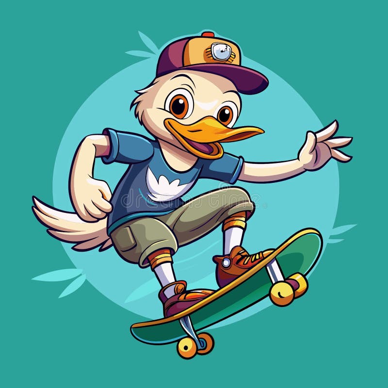 Cool Duck Skateboarding Illustration Stock Vector - Illustration of ...