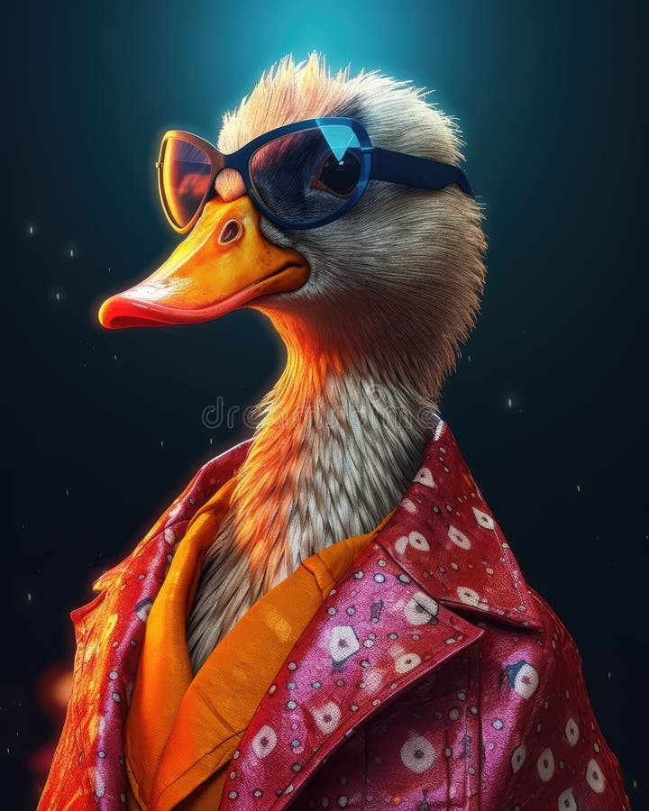 Cool Duck in Sunglasses and Red Jacket. Created by Generative ...