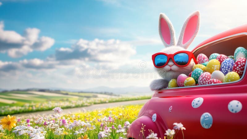 Cool Easter Bunny Road Trip a Sunny Spring Adventure with Eggs and ...