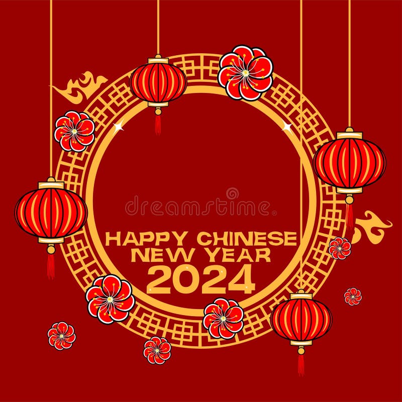 Frame Circle Cool and Elegant Happy Chinese Lunar New Year Vector ...