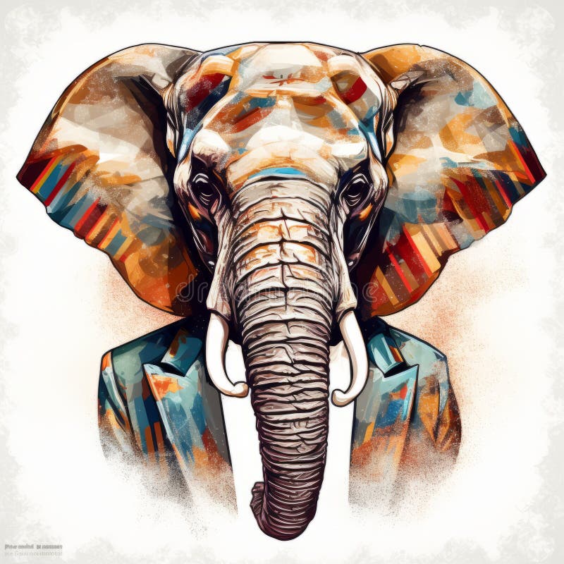 Cool Elephant in a Suit Hyperrealistic Art with Indigenous Motifs Stock ...