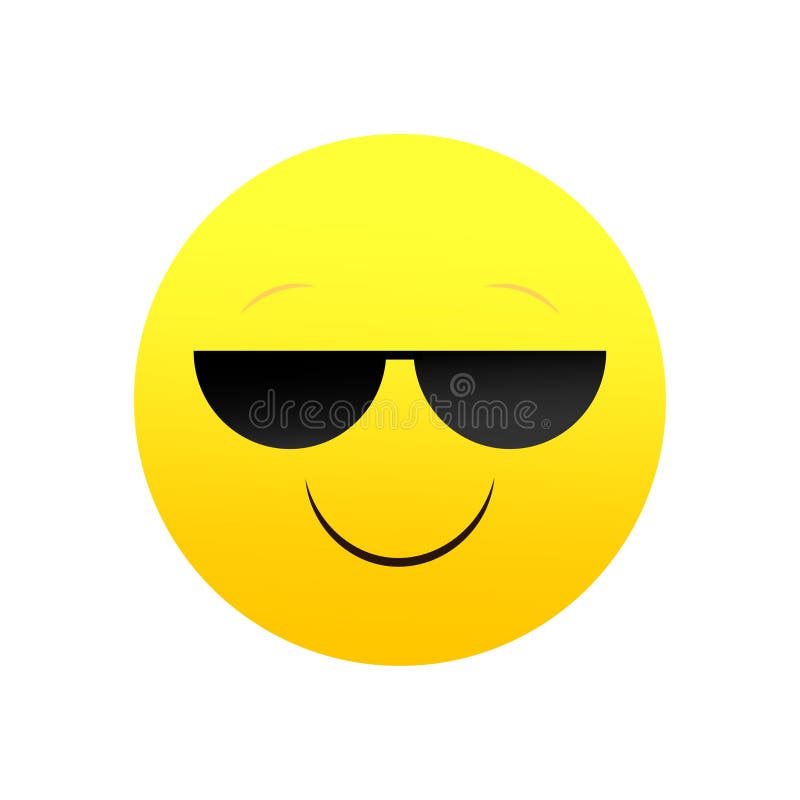 Cool Emoji with Sunglasses, Smiling Emoticon. Confident Expression ...