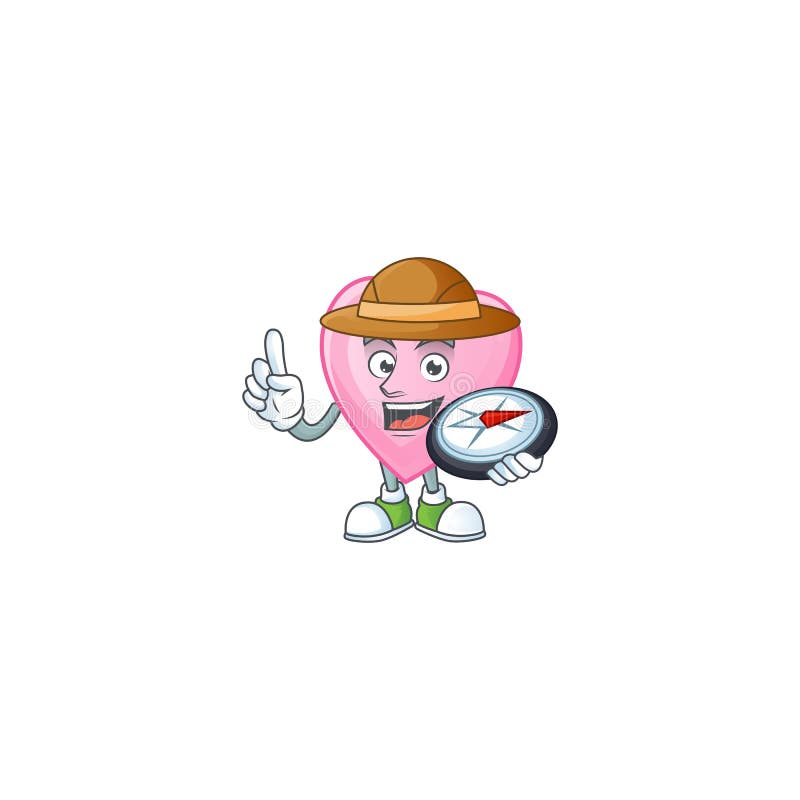 Cool Explorer Pink Love Cartoon Character with a Compass Stock Vector ...