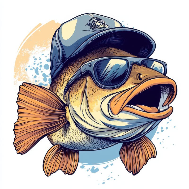 Cool Fish Wearing Cap Sunglasses Stock Illustration - Illustration of ...