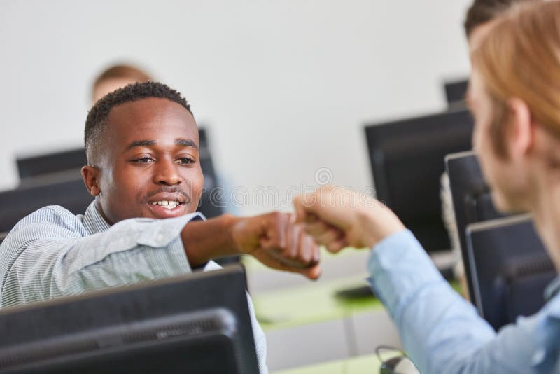 Cool Fist Bump between Students Stock Image - Image of studies, college ...