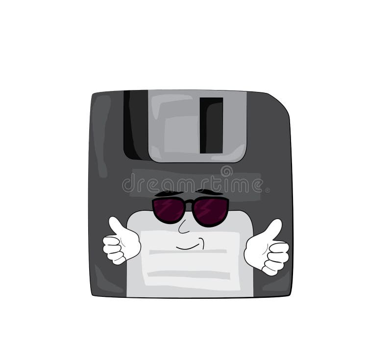 Cool floppy disk cartoon stock illustration. Illustration of symbol ...