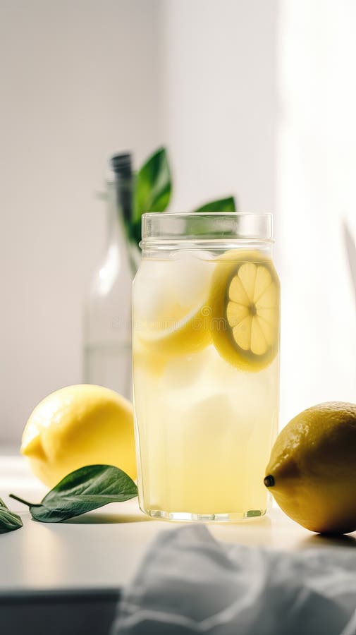 Cool Freshly Homemade Lemonade and Lemon. Generative AI Stock ...