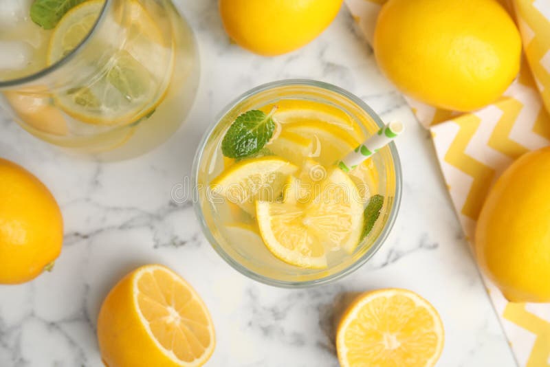 Lemonade on Marble Background Stock Photo Stock Photo - Image of ...