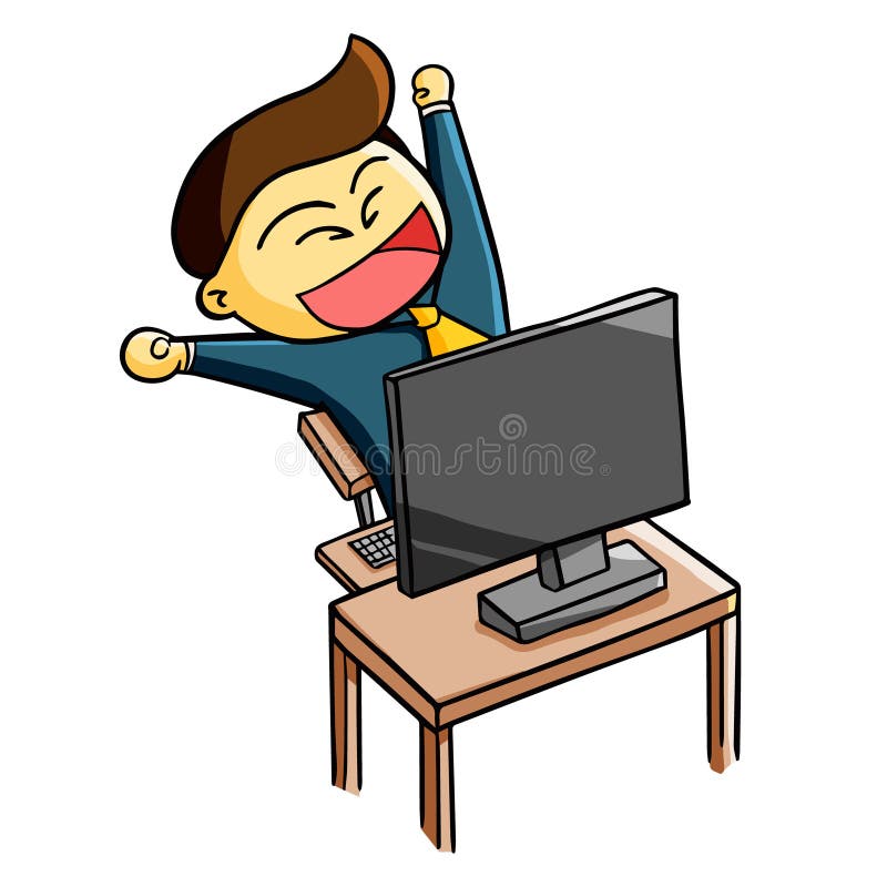 Cool and Funny Businessman Celebrating Success on His Work in Front of ...