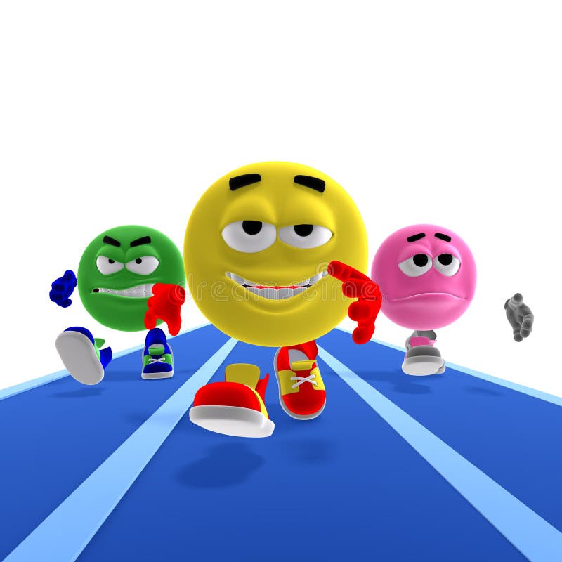 Cool and Funny Emoticons Make a Race Stock Illustration - Illustration ...