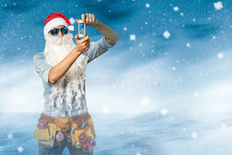 Cool Funny Playful Santa, Party Stock Image - Image of holiday, glasses ...