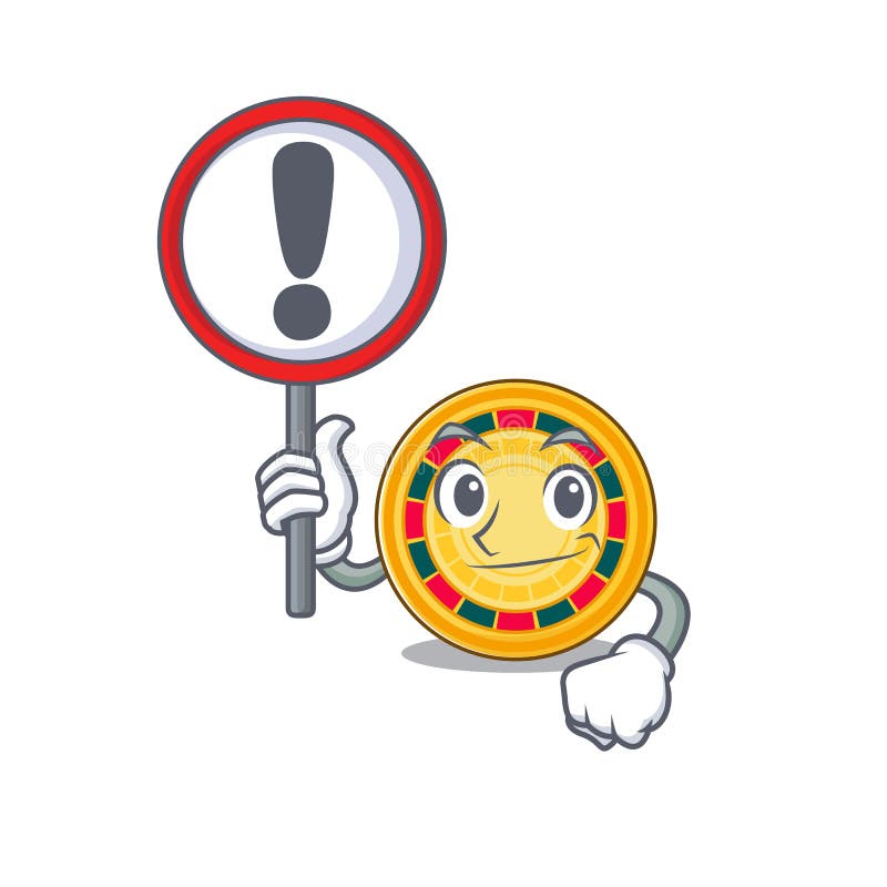 Funny Roulette Cartoon Character Style Holding a Standing Flag Stock ...