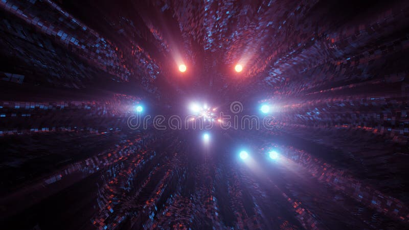 Cool Futuristic Background with Lit Red and Blue Flashing Lights in the ...