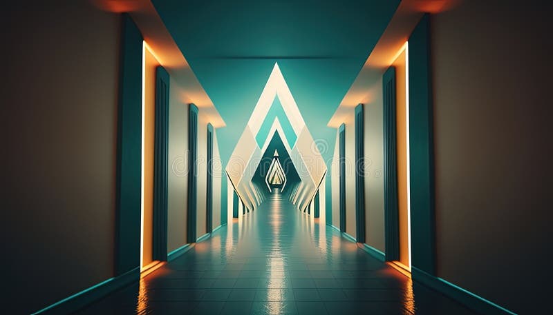 A Cool and Futuristic Hallway with a Trippy Triangular Form, a ...