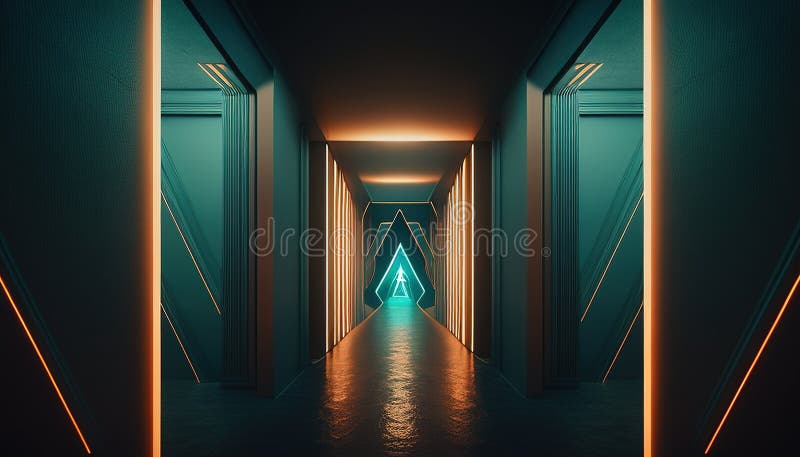 A Cool and Futuristic Hallway with a Trippy Triangular Form, a ...