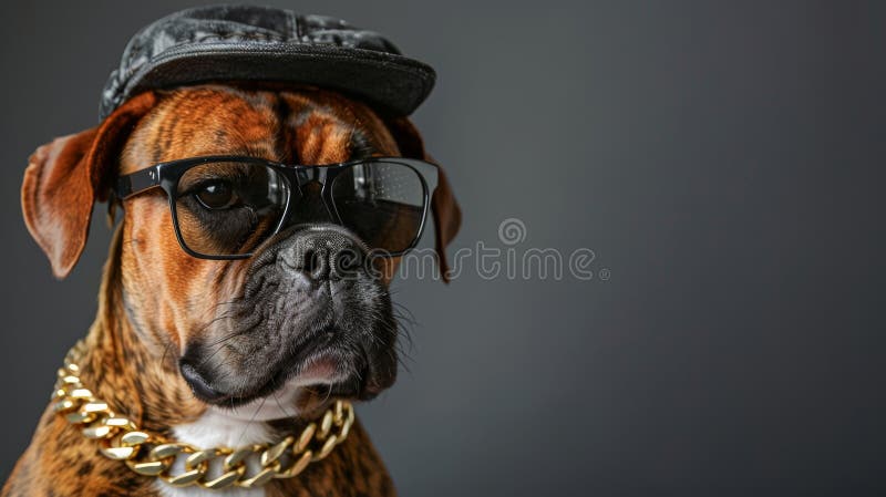 Cool Gangster Hip Hop Dog Banner on Dark Backdrop with Ample Space for ...