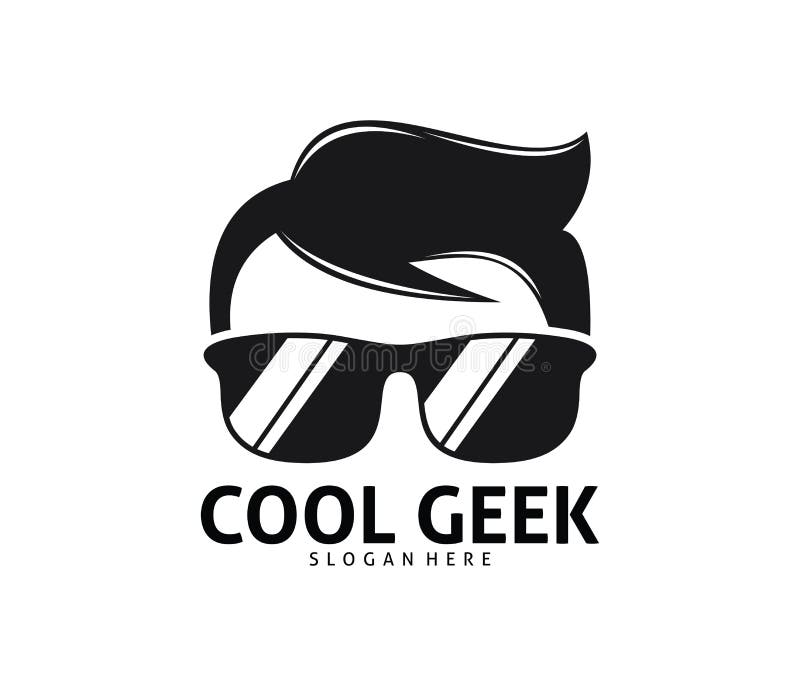 Cool Geek Guy Nerd Logo Design Stock Illustration - Illustration of ...