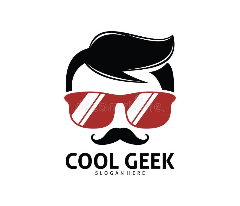 Cool Geek Guy Nerd Logo Design Stock Illustration - Illustration of ...