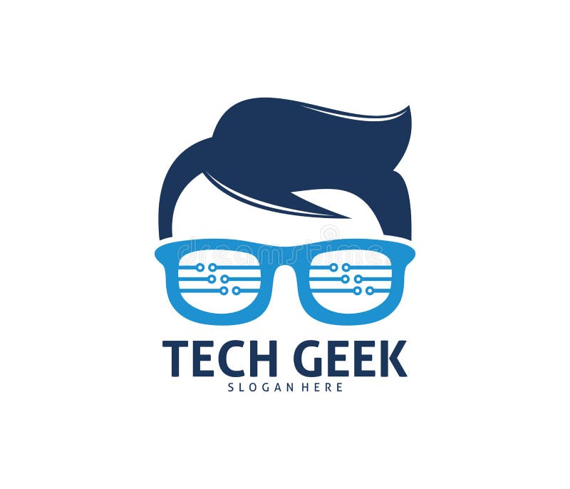 Cool Geek Guy Nerd Logo Design Stock Illustration - Illustration of ...
