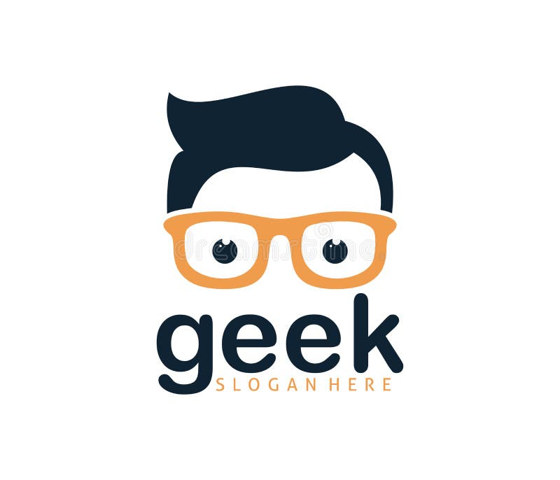 Cool Geek Guy Nerd Logo Design Stock Illustration - Illustration of ...