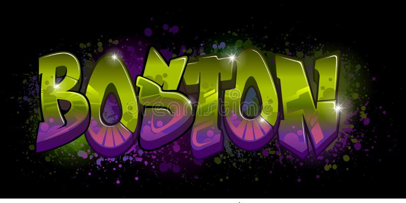 A Cool Genuine Wildstyle Graffiti Name Design - Boston Stock Vector ...