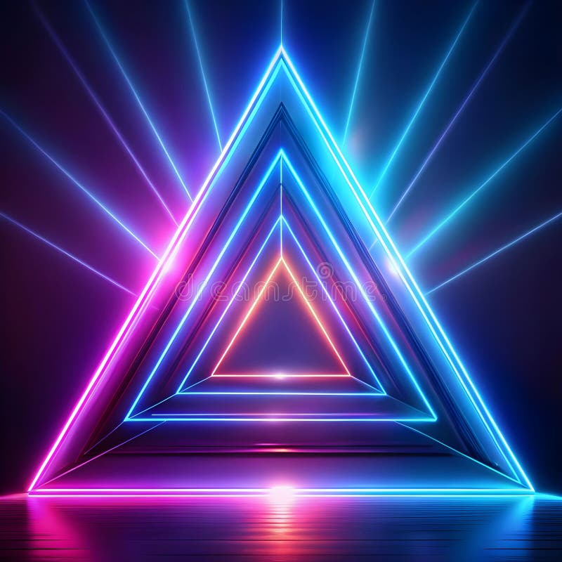 Cool Geometric Triangular Figure in a Neon Laser Stock Illustration ...